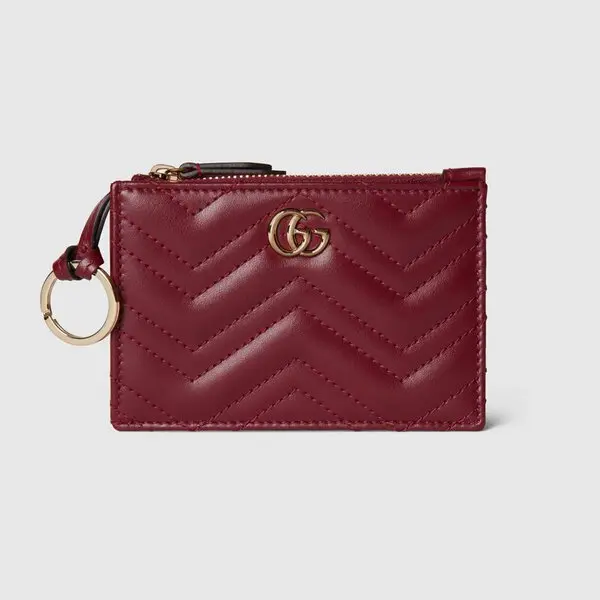 Gucci Gg Marmont Zip Key Pouch Leather