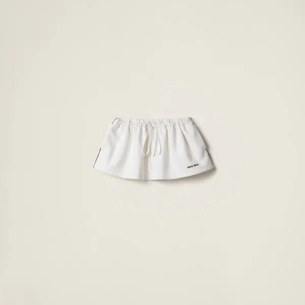 Miu Miu Bonded Piqué And Technical Jersey Miniskirt - White