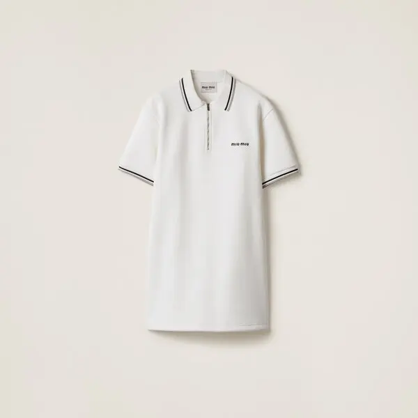 Miu Miu Bonded Piqué And Technical Jersey Dress - White