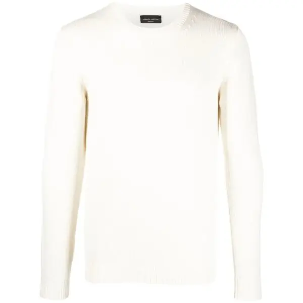 ROBERTO COLLINA Knit Merino Wool Sweater - White