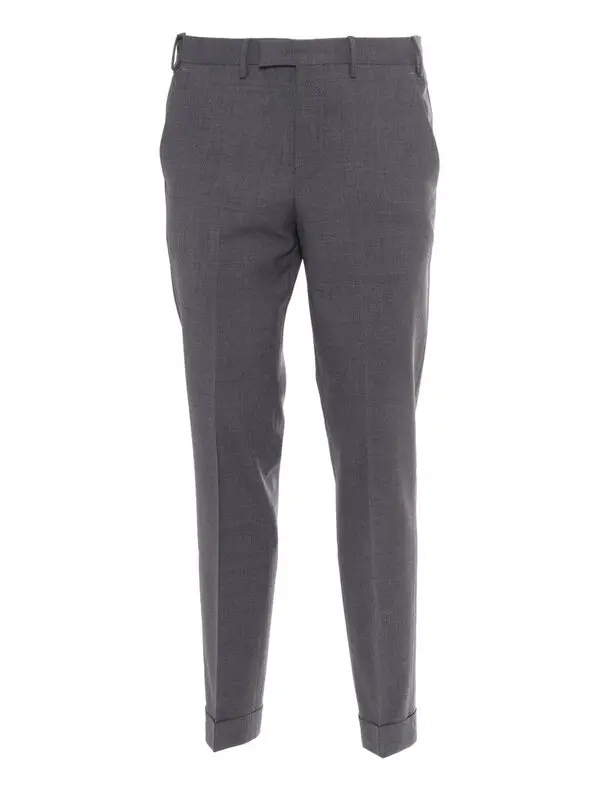 PT TORINO Flat Front Wool Blend Trousers - Gray