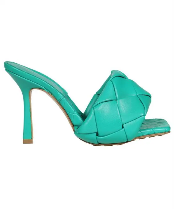 Bottega Veneta Lido Leather Mules - Turquoise