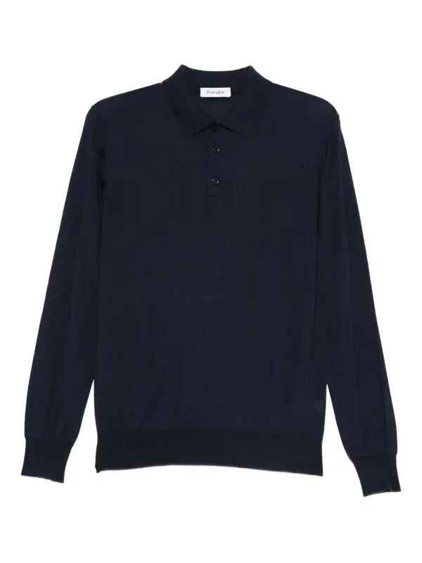 KANGRA Wool Polo-collar Sweater - Blue