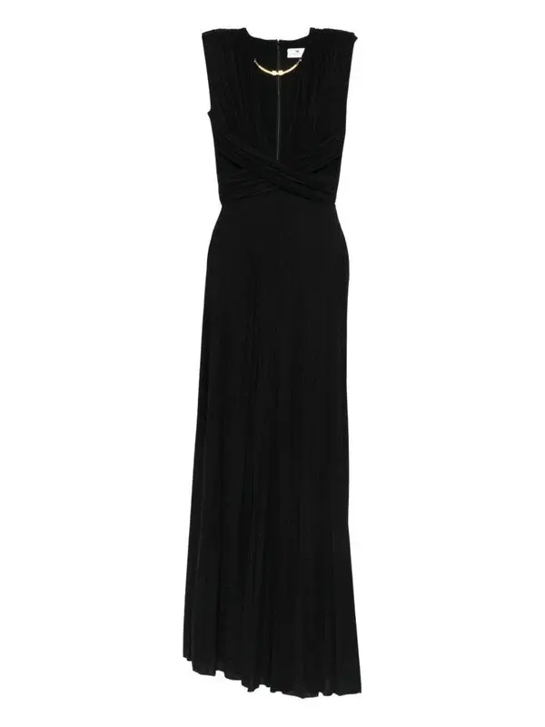 Elisabetta Franchi Long V-neck Dress - Black