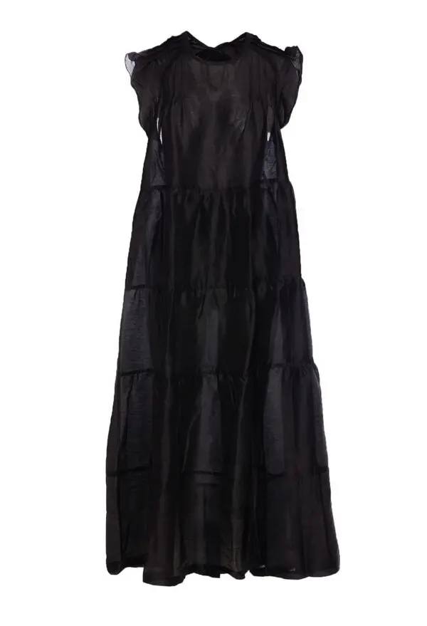 MAURIZIO MIRI Lace Closure Oversize Dress - Black