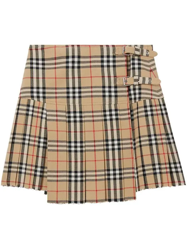 Burberry Vintage Check Wool Skirt - Beige
