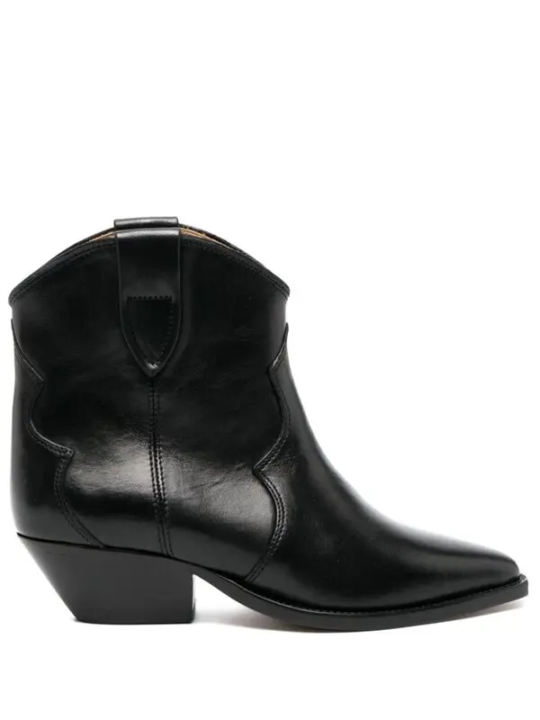 Isabel Marant Dewina Leather Cowboy Boots - Black