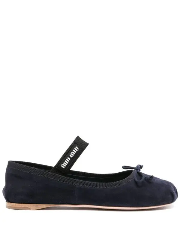 Miu Miu Bow-detail Suede Ballerina Shoes