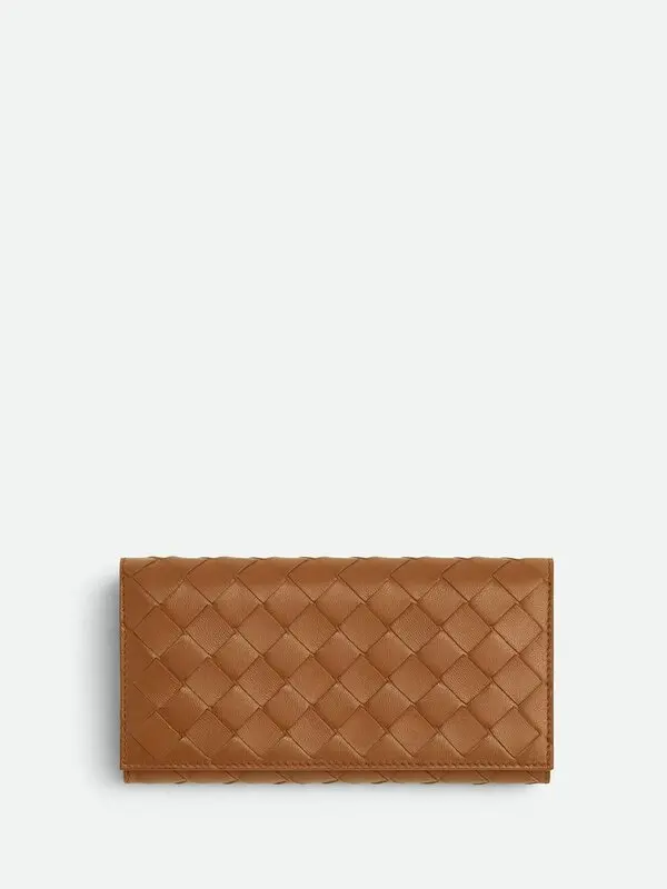 Bottega Veneta Braided Wallet With Large Flap Accessories - Brown