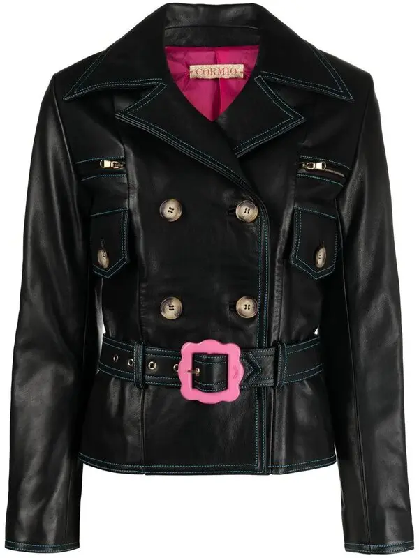 CORMIO Florence Double-breasted Leather Jacket