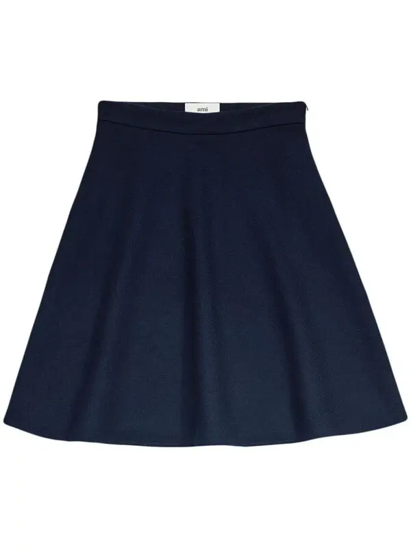 Ami Virgin Wool-blend A-line Skirt - Night Blue