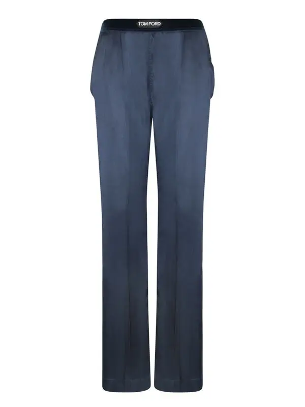 TOM FORD Relaxed Fit Silk Trousers - Blue