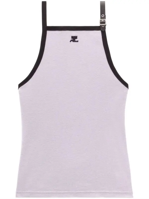 COURREGES Ribbed Tank Top - Smocked Grey / Black