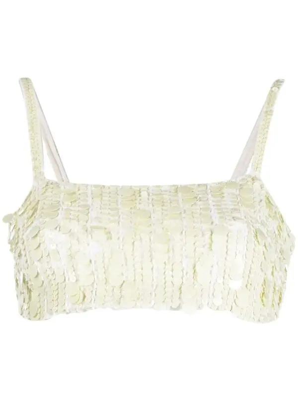 P.a.r.o.s.h Sequin-embellished Crop Top - White