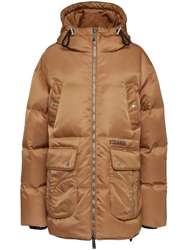 Dsquared2 Quilted Hooded Coat - Brown