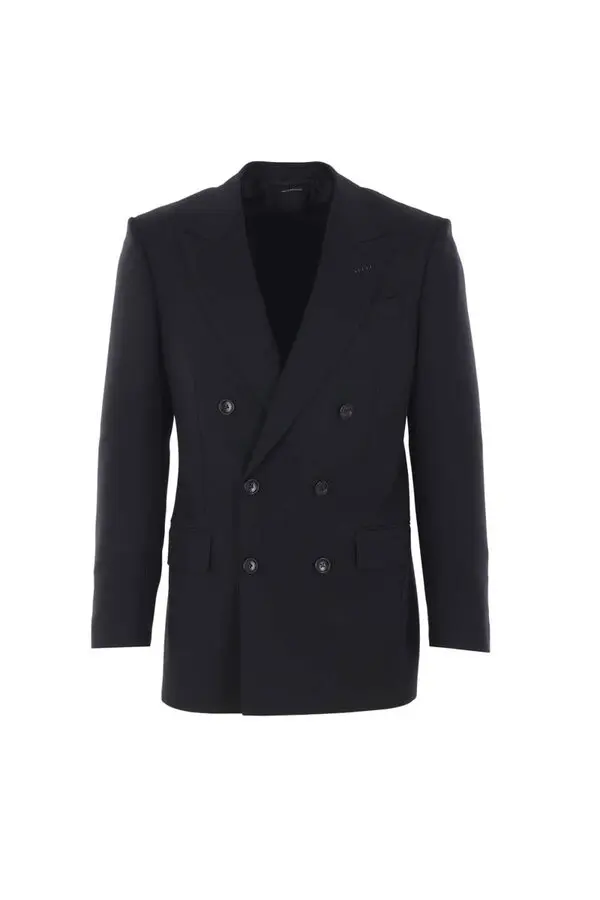 TOM FORD Double-breasted Wool Jacket - Black