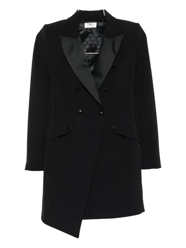 Elisabetta Franchi Dress Satin Lapel - Black