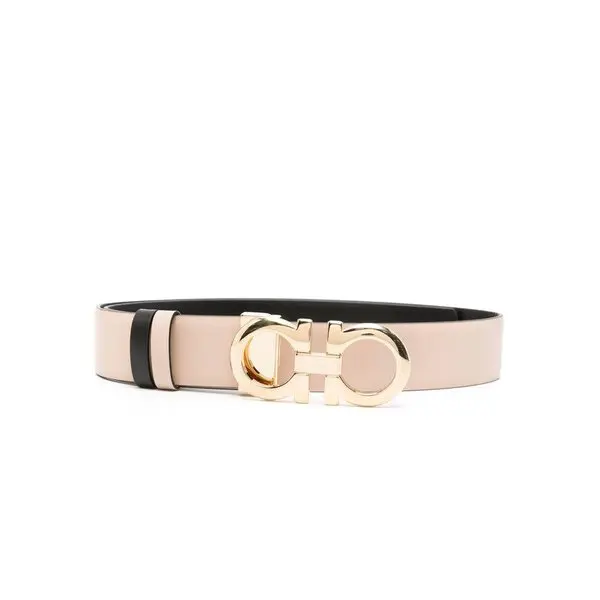 FERRAGAMO Reversible Gancini Belt - Beige