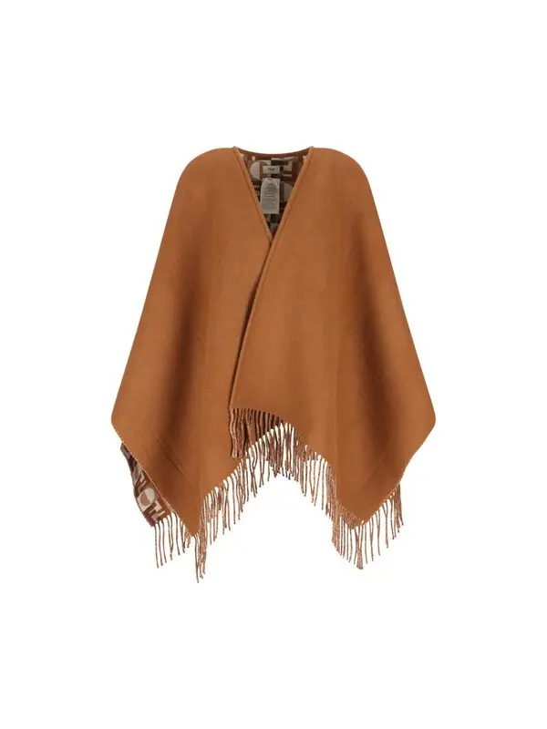 Fendi Wool And Cashmere Cape - Camel+multicolor