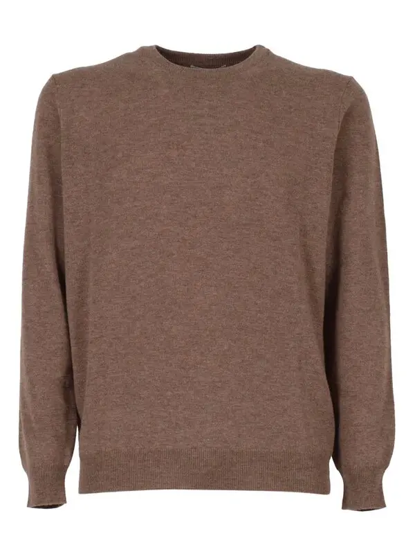 KANGRA Crew Neck Wool Sweater - Brown
