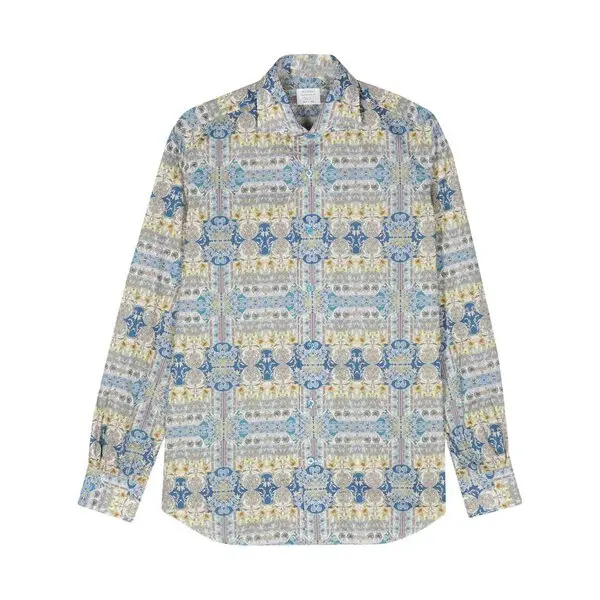 MAZZARELLI Linen Shirt With Tie Neck - Multicolor