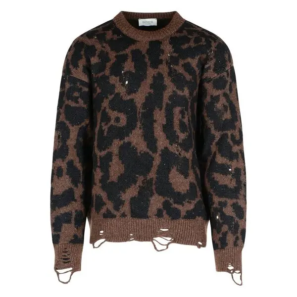 LANEUS Leopard Print Sweater - Mutlicolor