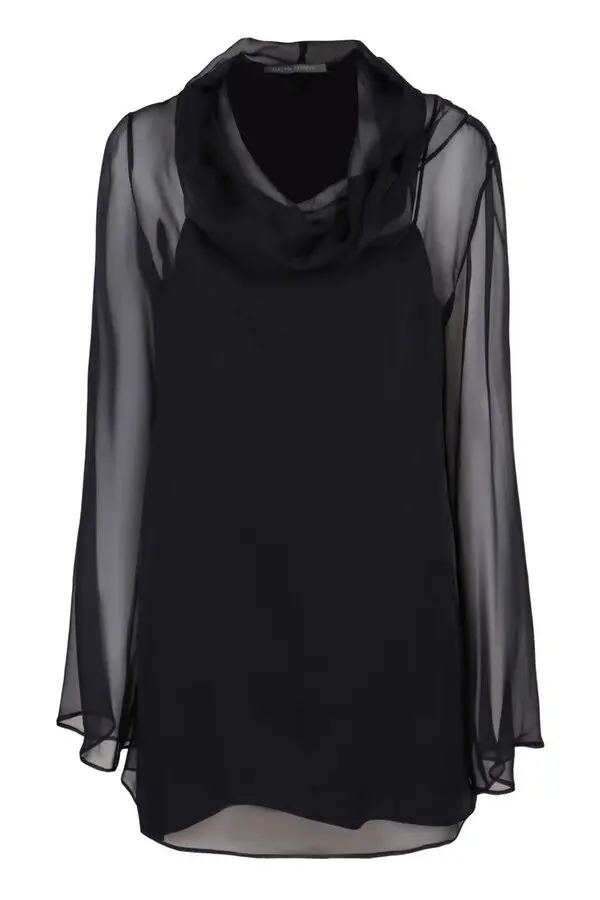 Alberta Ferretti Hooded Chiffon Blouse - Blue
