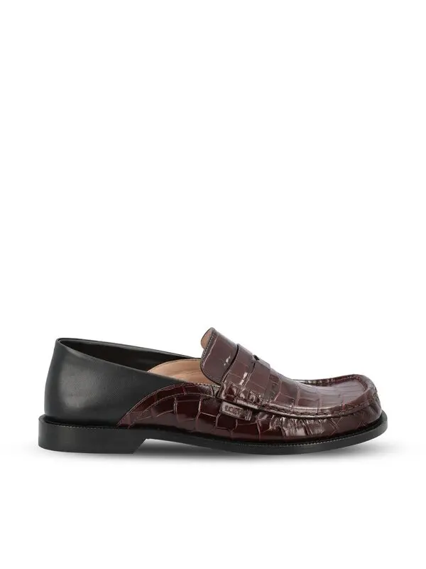 Loewe Campo Flap Back Loafers - Dark Brown/black
