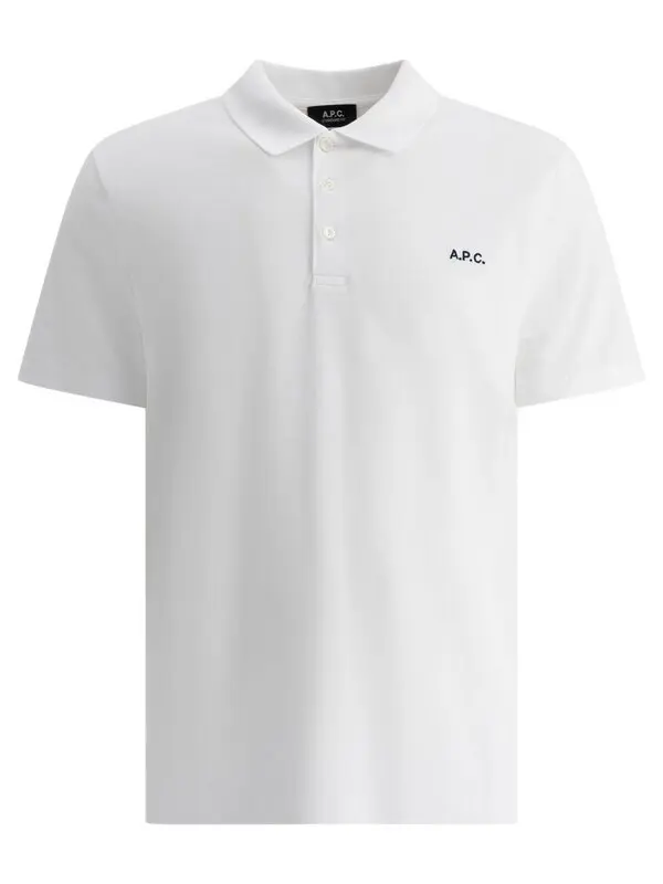 A.p.c. Polo Shirt With Classic Collar And Logo Embroidery On The Front In Cotton - White