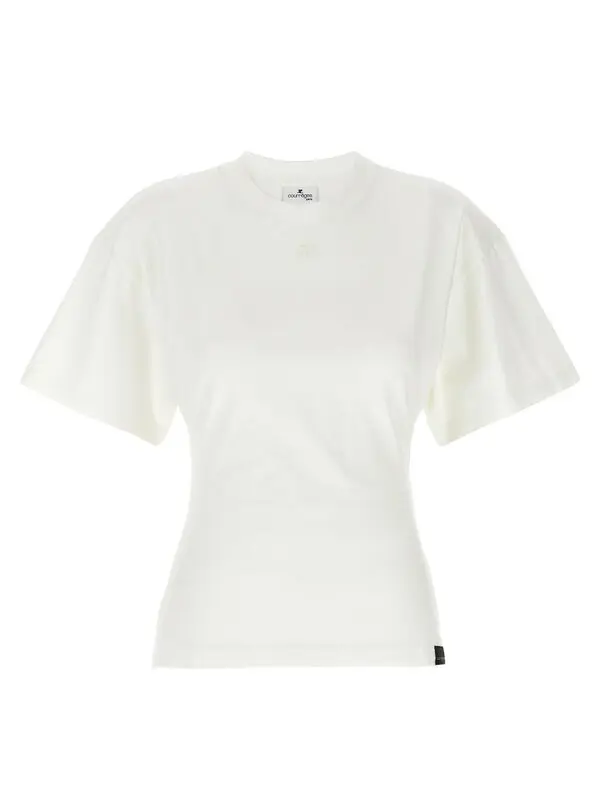 COURREGES Fitted Cotton T-shirt - White