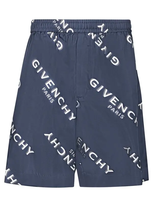 Givenchy Logo Technical Fabric Shorts - Blue