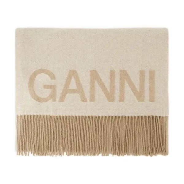 GANNI Fringed Scarf - White