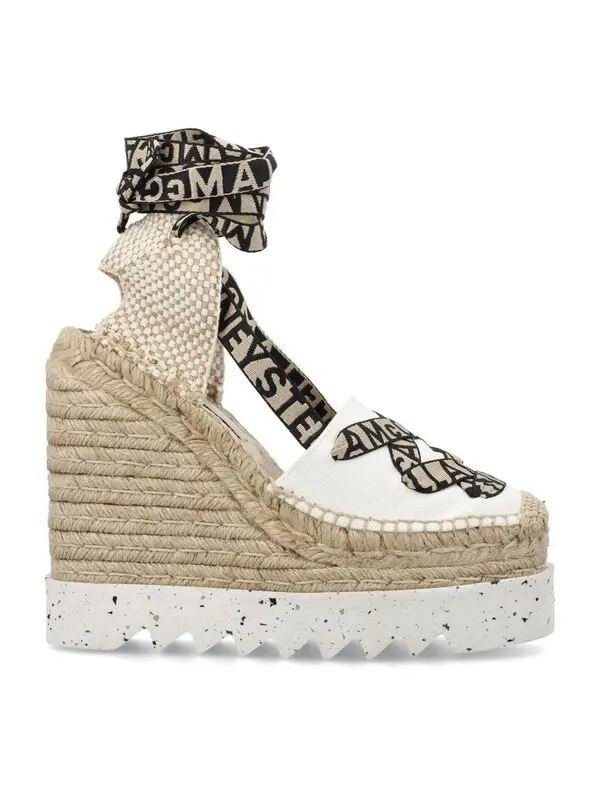 Stella McCartney Gaia Platform Espadrille Wedges - Camelia White