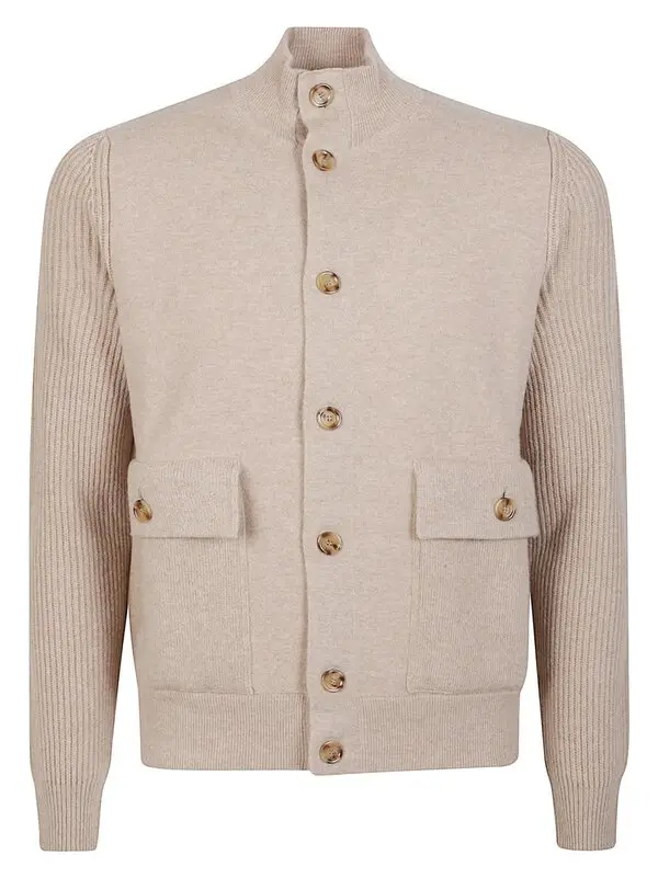 LARDINI Knit Double Jacket - Brown