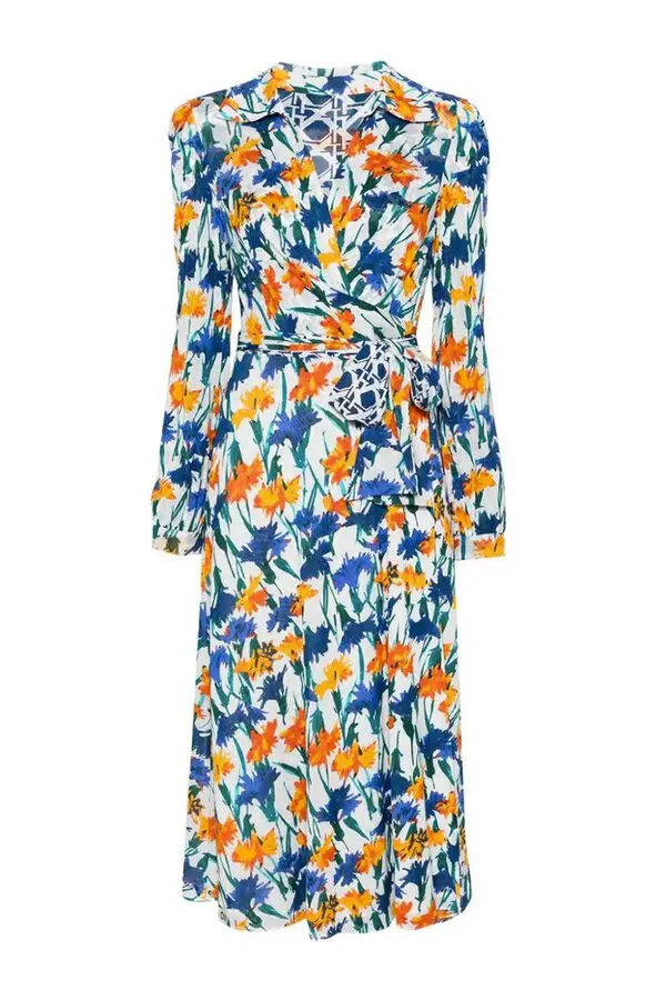 Diane Von Furstenberg Printed Wrap Dress - Multicolor