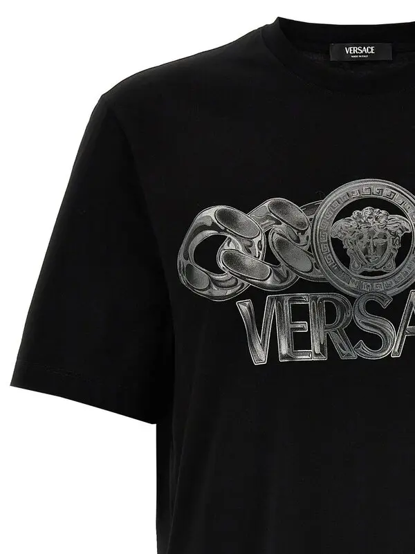 Versace T-shirt With Medusa Head Logo Print On The Front In Cotton