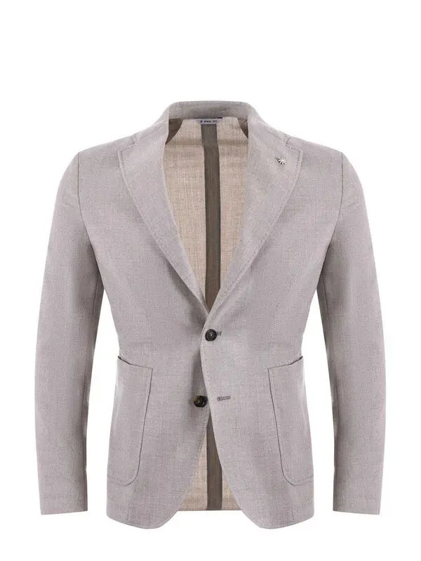 MANUEL RITZ Stretch Wool Jacket - Sabbia Melange