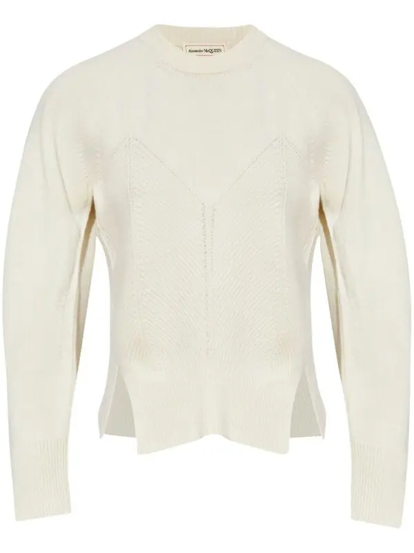 Alexander McQueen Cashmere Chevron Pullover - White