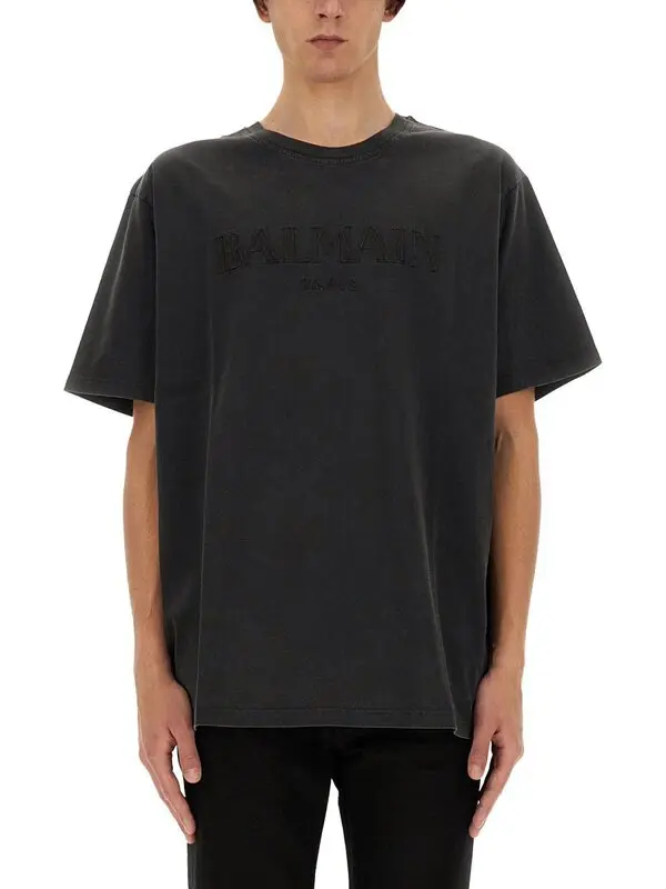 Balmain T-shirt With Logo - Grey