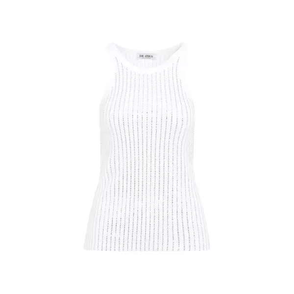 Attico Rhinestone Tank Top - White