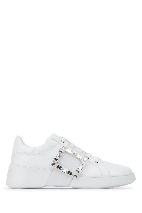 ROGER VIVIER Viv Skate Rhinestone Buckle Loafers
