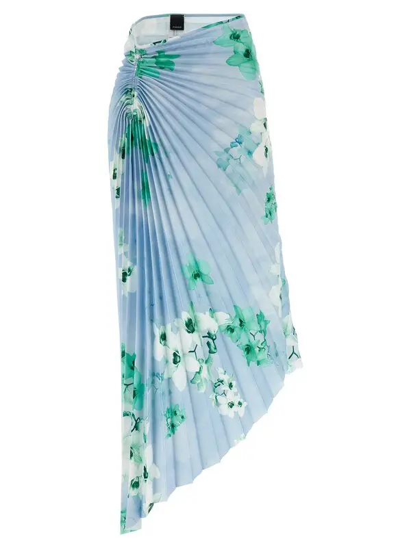 Pinko Ghiandaia Floral-print Midi Skirt - Blue
