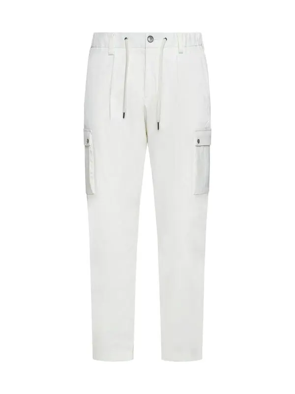 Herno Mechanical Stretch Twill Cargo Trousers - White