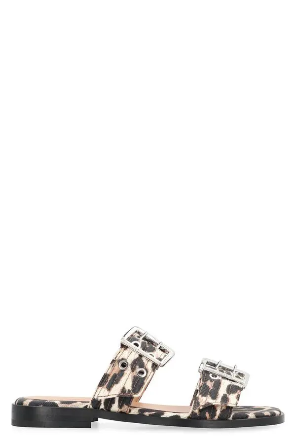 GANNI Leopard Slides - Multicolor