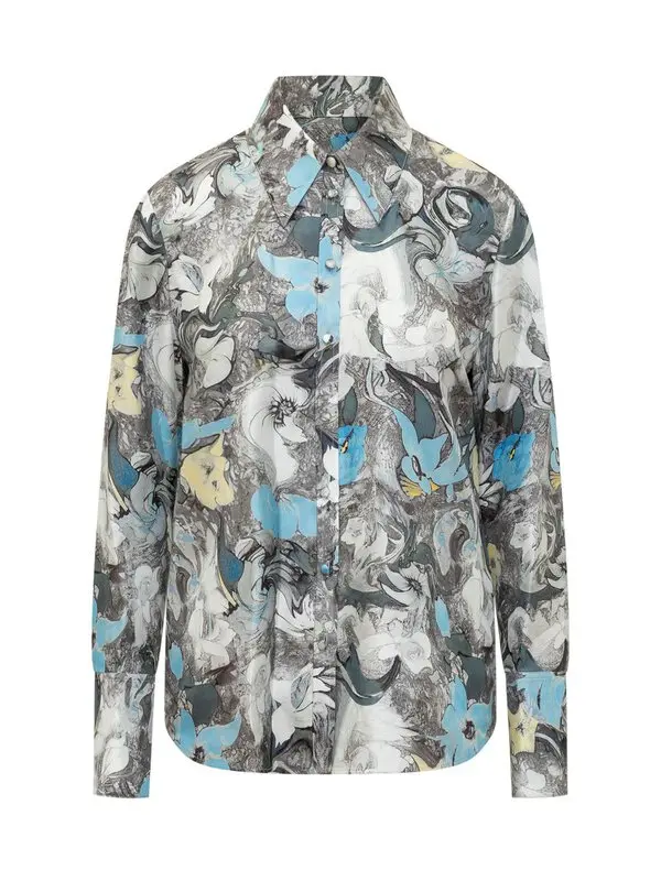 Tory Burch Silk Floral Print Shirt - Multicolor