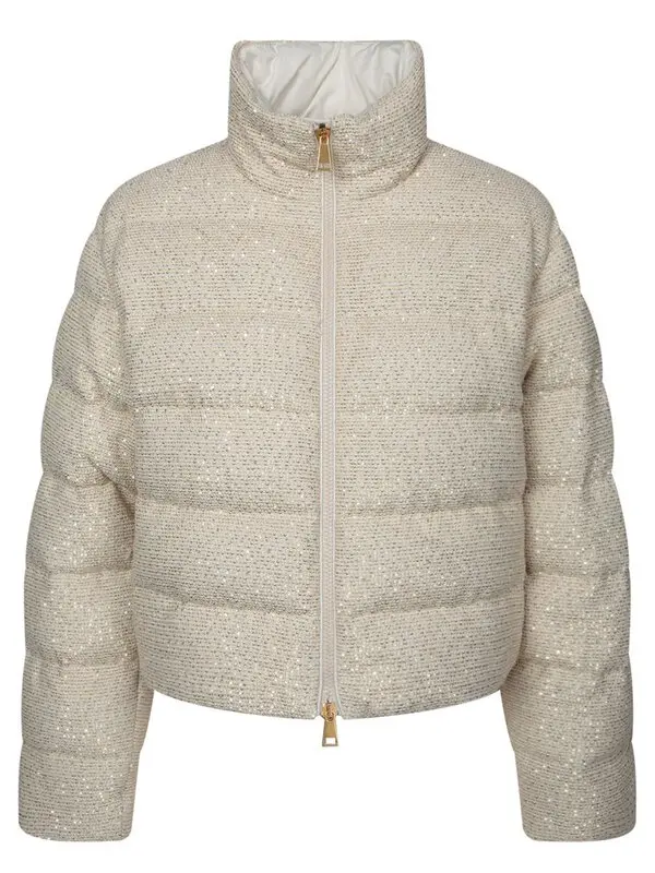 Moncler Jacket With Shimmering Finish - White