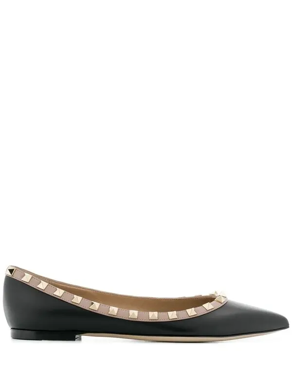 Valentino Garavani Rockstud Leather Ballet Flats - Black