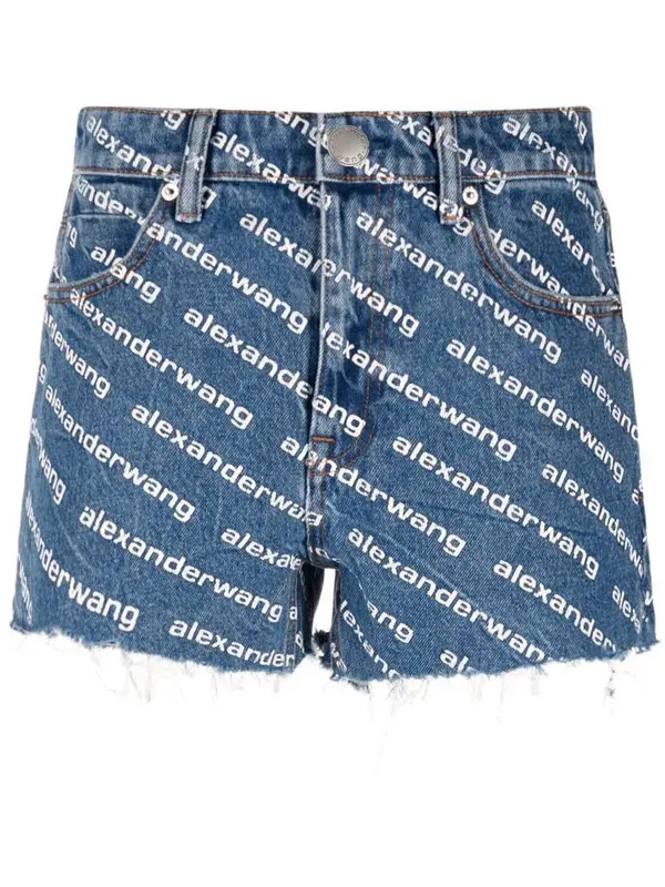 Alexander Wang Denim Shorts - Deep Blue/white