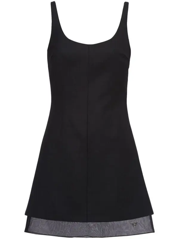 Prada Enamel Triangle-logo Wool Dress