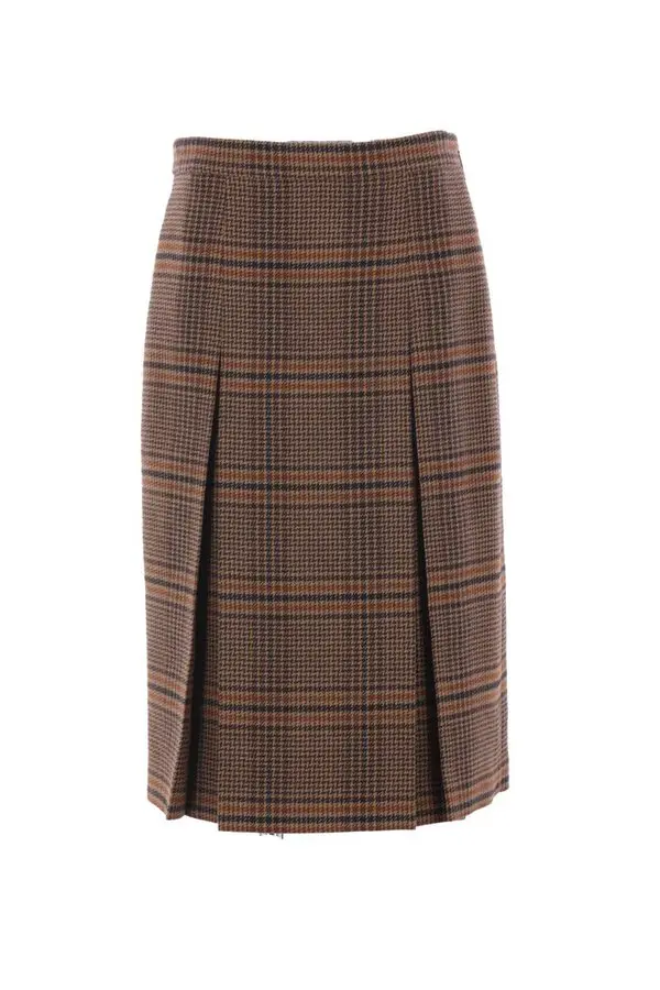 Saint Laurent Midi Skirt - Marron+beige+roux
